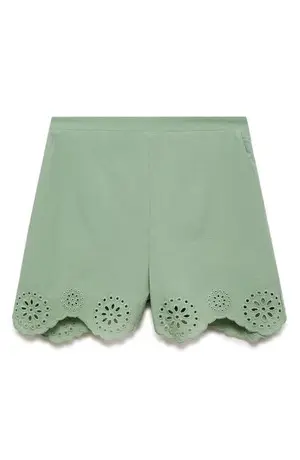 Mango Cotton Eyelet High-waisted Shorts
