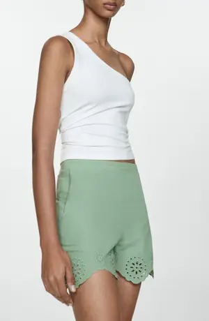 Mango Cotton Eyelet High-waisted Shorts
