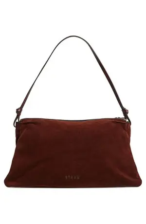 Staud Wally Suede Shoulder Bag - Mahogany