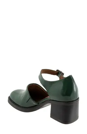 BUENO Rita Block Heel Pump - Hunter Green Patent
