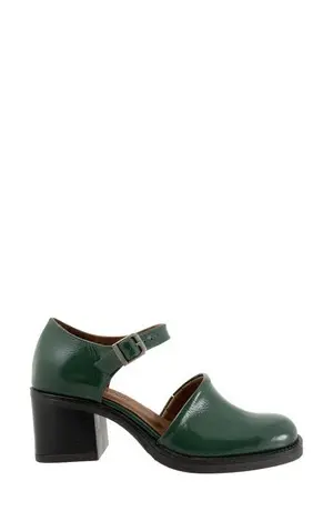 BUENO Rita Block Heel Pump - Hunter Green Patent