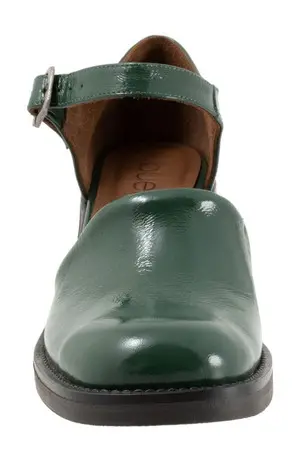 BUENO Rita Block Heel Pump - Hunter Green Patent