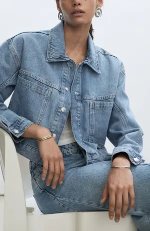 Mango Crop Denim Trucker Jacket