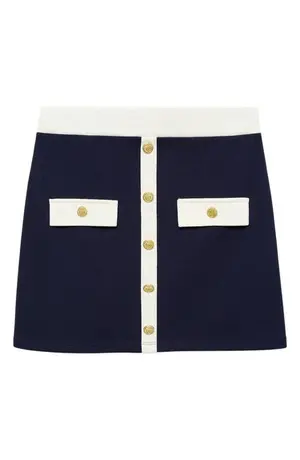 Mango Knit Miniskirt - Dark Navy