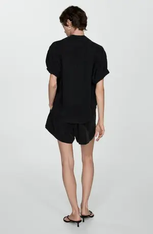 Mango Solid Cupro Blend Button-up Shirt