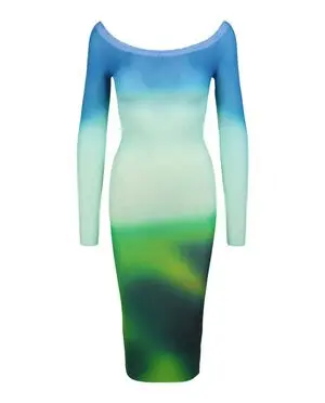 Off-White Blurred Seamless Knit Dress - Multicolor