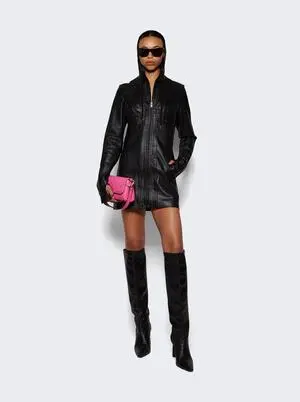 Natasha Zinko Washed Leather Zip-up Dress