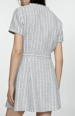 Mango Button Tweed Mini Dress