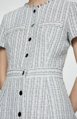 Mango Button Tweed Mini Dress