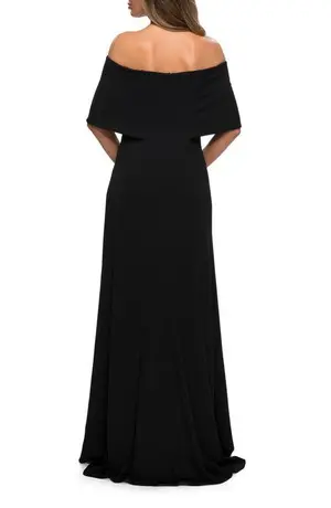 La Femme Off-the-shoulder Jersey Gown