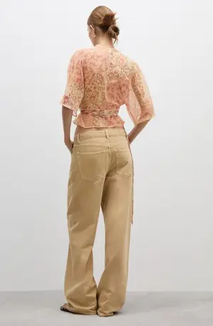 Mango Floral Flutter Sleeve Wrap Top
