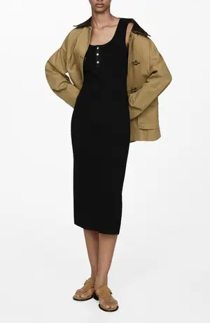 Mango Ribbed Midi Dress
