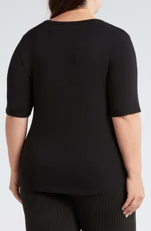 Universal Standard Lily Liquid Jersey V-neck T-shirt - Black