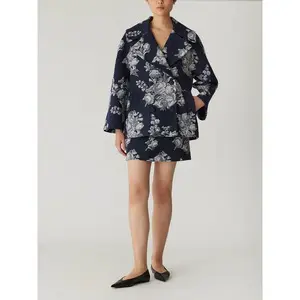 Rebecca Taylor Venice Toile Jacquard Oversized Pea Coat
