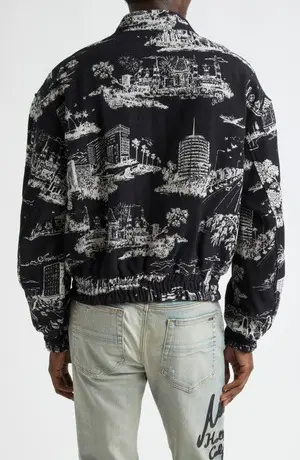 Amiri La Landmark Tapestry Bomber Jacket In Black - 70% Off