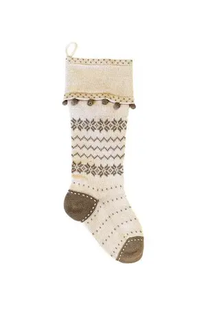MELANGE COLLECTION Patterned Knit Stocking - Ivory