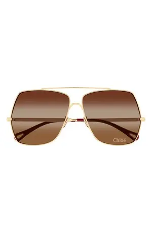 Chloé Chloé 62mm Gradient Square Sunglasses Gold 1