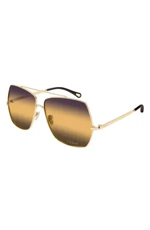 Chloé 62mm Gradient Square Sunglasses - Gold