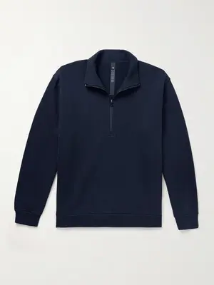 Lululemon Steady State Cotton-blend Jersey Half-zip Sweatshirt - Blue