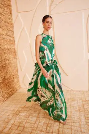 Ulla Johnson Helen Printed Gown - Portrait In Green