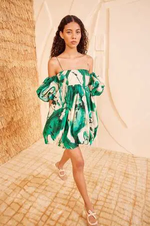Ulla Johnson Hartigan Mini Dress - Portrait In Green
