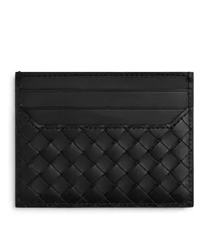 Bottega Veneta Leather Intrecciato Card Holder - Grey
