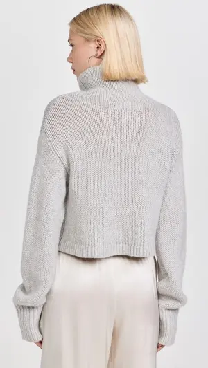 Sablyn Cropped Cashmere Turtleneck Sweater - Foggy