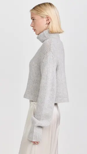 Sablyn Cropped Cashmere Turtleneck Sweater - Foggy
