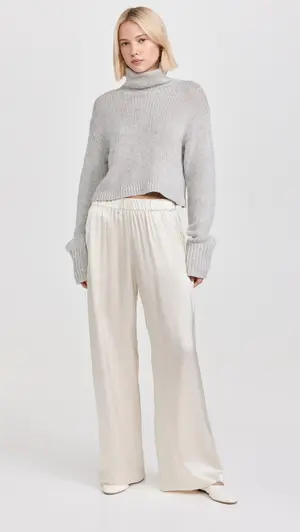 Sablyn Cropped Cashmere Turtleneck Sweater - Foggy