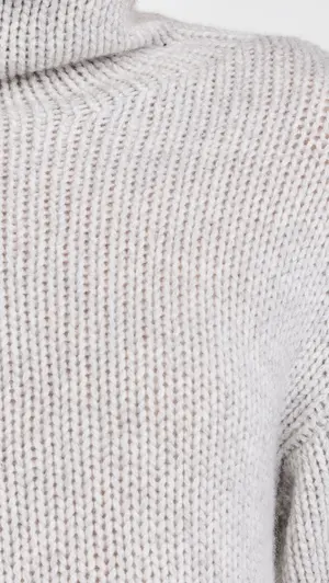 Sablyn Cropped Cashmere Turtleneck Sweater - Foggy