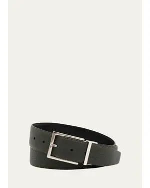 Brioni Reversible Leather Belt - Green/black