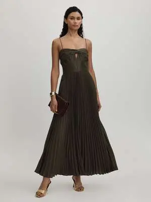 AMUR Twist Pleated Maxi Dress