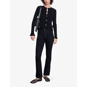 Maje Open-work Long-sleeve Stretch-knit Cardigan