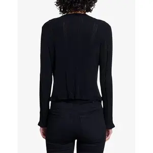 Maje Open-work Long-sleeve Stretch-knit Cardigan