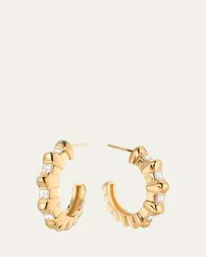 Lizzie Mandler 18k Yellow Carre Diamond Hoop Earrings - Gold