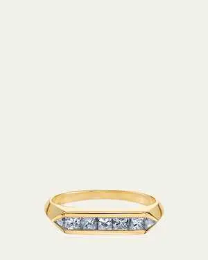 Lizzie Mandler 18k Yellow Diamond Chevron Band Ring - Gold