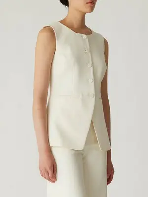 Rebecca Taylor Refined Suiting Button-front Vest - Cream