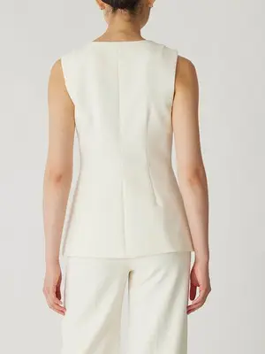 Rebecca Taylor Refined Suiting Button-front Vest - Cream