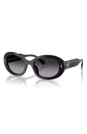 Tory Burch 53mm Gradient Oval Sunglasses - Black