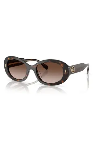 Tory Burch 53mm Gradient Oval Sunglasses - Tortoise