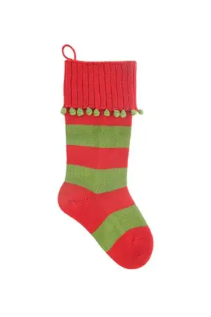 MELANGE COLLECTION Large Stripe Rib-cuff Stocking