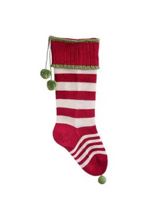 MELANGE COLLECTION Candy Stripes Rib-cuff Stocking - Red