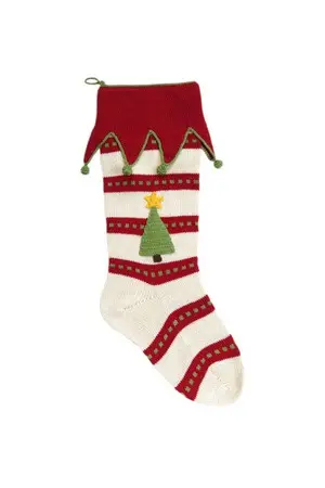 MELANGE COLLECTION Star Tree Stocking - Red