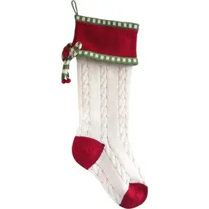 MELANGE COLLECTION Cable-knit Stocking With Bow Detail - Ivory