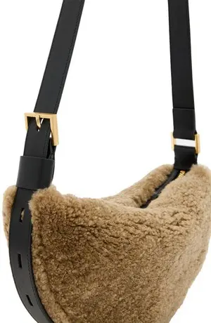 ALLSAINTS Half Moon Genuine Shearling Crossbody Bag