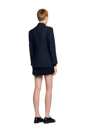 Sandro Striped Suit Jacket - Black