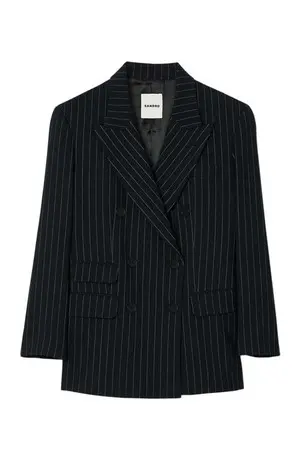 Sandro Striped Suit Jacket - Black