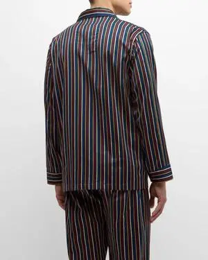 Derek Rose Apos;s Wellington Striped Cotton Pajama Set - Navy