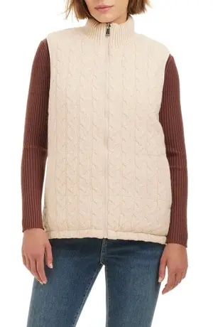 Sanctuary Reversible Cable Stitch And Puffer Vest - Vanilla Latte