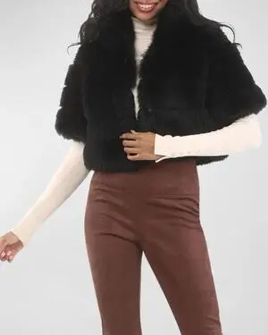 Gorski Reversible Cropped Shearling Bolero - Black